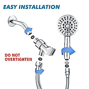 DOILIESE 6 Function Shower Head with Handheld, High Pressure Shower heads Set High Flow Hand Held Shower Head with Hose shower heads holder Rubber Washer Teflon Tape Chrome