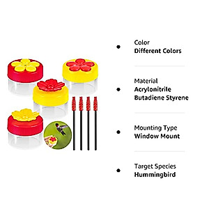 Hand Hummingbird Feeder, 4Pcs Mini Flower Handheld Hummingbird Feeder with 4Pcs Cleaning Brush, Window Humming Wild Bird Feeders for Outdoor Supplies