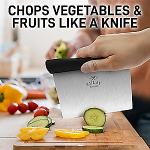 Premium Multi-purpose Stainless Steel Bench Scraper & Chopper, Easy to Read Etched Markings for Perfect Cuts, Quick & Easy Multi-use Dough Scraper, Dough Cutter & Pastry Scraper - by Zulay Kitchen