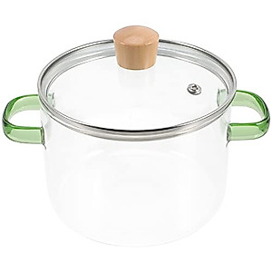 ERINGOGO Ramen Cookware Tea Pot Glass Pots Tea Kettle Stovetop Clear Glass Pot Kitchen Stew Pot Clear Saucepan Glass Pot for Soup Cooking Pot Mushroom Hand-pulled Noodle Binaural Butter