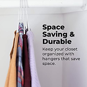 Fontaines Luxury White Velvet Felt Non Slip Clothes Hangers 50 Pack - Ultra Slim & Space Saving - Heavy Duty Swivel White Hook for Clothing, Suit, Top, Tie, Shirt, Skirt & Pant Organization