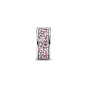Pandora Jewelry Pink Pave Clip Emerald Charm in Sterling Silver, No Box