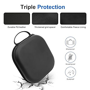 Opoway Hard Case for AirPods Max with Sleep Mode, Upgraded Travel Carrying Headphone Case with Silicone Earpad Cover & Mesh Pocket, Portable Organizer Protective Storage Bag