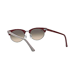 Ray-Ban Rb3946 Clubmaster Oval Sunglasses, Wrinkled Grey On Bordeaux/Clear Gradient Grey, 52 mm
