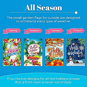 BP&Q Seasonal Garden Flags – Yard Flags for Outside 12x18 Double Sided – Outdoor Garden Flag Set - Holiday Decorations for All Seasons - Winter, Summer, Spring and Autumn