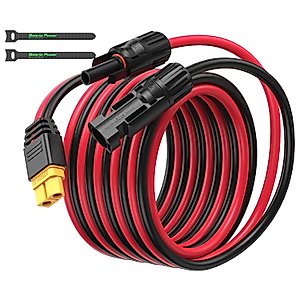 Bateria Power 10FT Solar Connector to XT60 Adapter Extension Cable, 12AWG Solar Panel to XT60 Charge Extension Cable for RV Foldable Solar Panel, Portable Power Station, Solar Generator (1PCS)