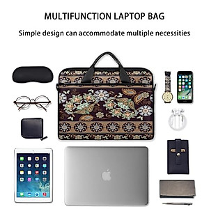 Elegant Embroidery Laptop Computer Bag Waterproof Shoulder Messenger Bag 13-15 inch Durable Laptop Tote Bag with Shoulder Strap Handle Lightweight Crossbody Briefcase
