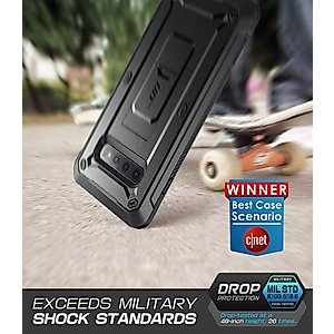 SUPCASE for Samsung Galaxy S10 Case with Satnd (Unicorn Beetle Pro), [Built-in Belt Clip] Heavy Duty Shockproof Rugged Protective Phone Case Without Built-in Screen Protector for Galaxy S10, Black