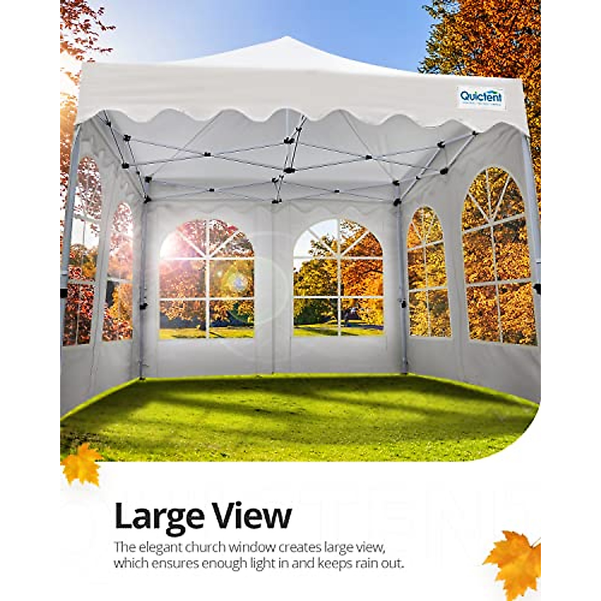 Quictent Ez up 10'x10' Pop up Canopy Tent with Sidewalls Commercial Party Wedding Event Gazebo Tent Waterproof, Full Truss Structure, 4 Sidewalls with 4 Entrances & Large Clear Church Windows (White)