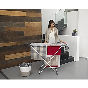 Vileda Extendable Clothes, Foldable Airer with Wheels, Aluminium Resin, White, 5.2 x 60.5 x 131.5 cm