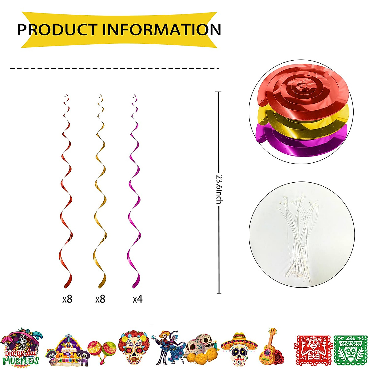 36 Pcs Dia De Los Muertos Decorations banner,NO-DIY Day Of The Dead Decorations Sugar Skull Decorations banner,Dia De Muertos Decorations for Mexican Party Supplies