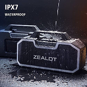 ZEALOT Bluetooth Speakers, 80W Speakers Bluetooth Wireless with Dual Paring,IPX7 Waterproof Speaker with 14,400MAh Big Battery,50H Playtime,Stereo,Party, Beach Portable Speaker,Black