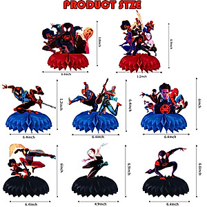 Spider Miles Party Decorations,Miles Morales Honeycomb Centerpieces for tables,Miles Morales Birthday Table Centerpieces Party Supplies, Miles Birthday Table Topper Sign Decor.