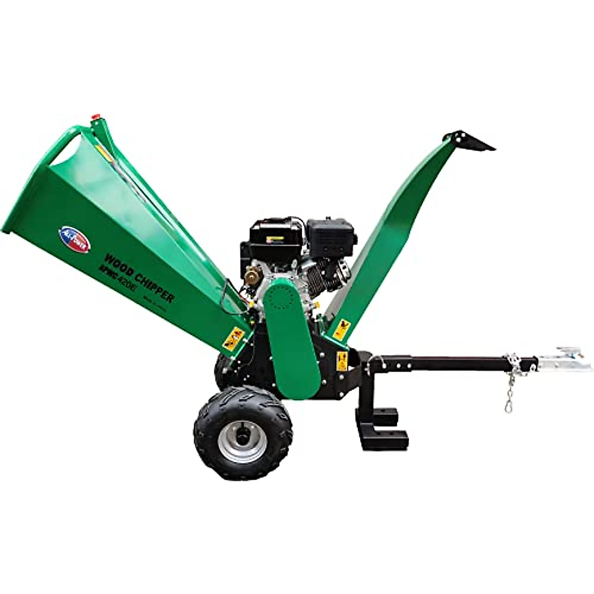 All Power America APWC420E Heavy Duty Durable Chipper Shredder Mulcher w/Electric Start-Max 6" Inch Wood Diameter Capacity Gas Powered, 15HP 420cc, Green