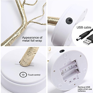 Bonsai Lighted Tree Table Top LED Shimmer Tree Light Battery & USB Powered Touch Switch Lit Pearl Branch Lights for Holiday Home Decorative Twinkling Tree Fairy Light Spirit Tree (TLGWW-P36)