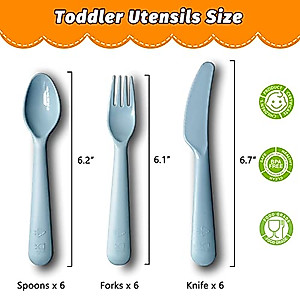 18Pcs Plastic Toddler Utensils Set Kids Spoons Forks Knife Colored Baby Flatware Set Silverware Set Reusable Plastic Utensils BPA Free Dishwasher Safe Plastic Cutlery
