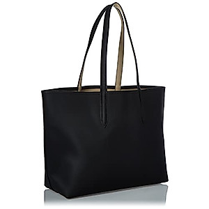 Lacoste womens Reversible Anna Tote Top Handle Handbag, Black Warm Sand, One Size US