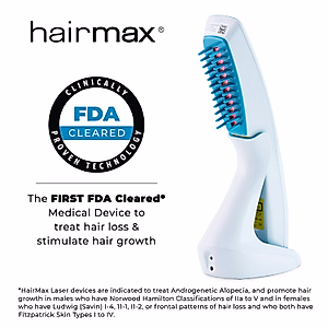 Hairmax Ultima 12 LaserComb - (FDA Cleared) Laser Hair Regrowth Treatment Device for Men & Women - Reverses Thinning Hair Loss - Red Light Therapy to Stimulate Hair Growth - Cordless Design