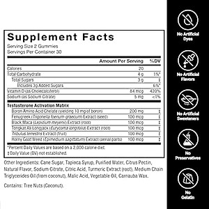 Force Factor Test X180 Gummies Testosterone Booster for Men with Tongkat Ali, Horny Goat Weed, Tribulus Terrestris, Fenugreek, & Black Maca, Supplement Men, Berry Punch, 60 Gummies, 1-Pack