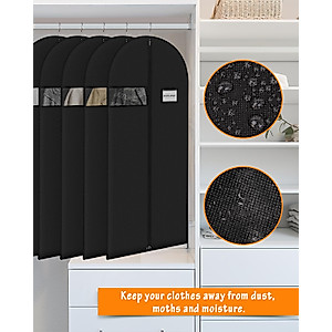 Garment Bags for Hanging Clothes (8 packs,43 inches) Black Suit Bags for Closet Storage and Travel with Clear Window for Sweater Coat Suits Shirt