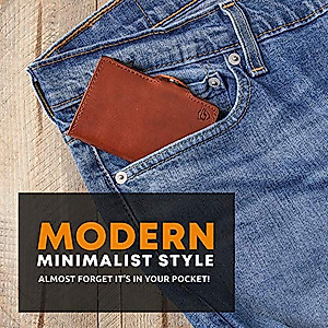 Conceal Plus Wallet for Men, Pop Up Wallet Credit Card Holder - RFID Blocking, Slim Minimalist Credit Card Case (Brown Genuine Leather)