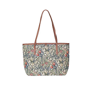 Signare Tapestry Shoulder Bag for Woman Travel or Work Tote Bags for Women In William Morris Golden Lily Design|COLL-GLILY