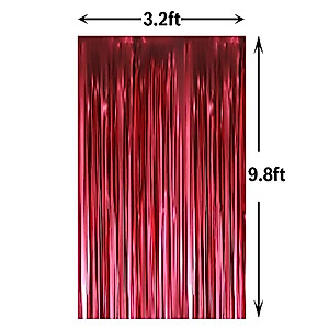 GOER 3.2 ft x 9.8 ft Metallic Tinsel Foil Fringe Curtains Party Photo Backdrop Party Streamers for Birthday,Graduation,New Year Eve Decorations Wedding Decor (1 Pack,Matte Burgundy)