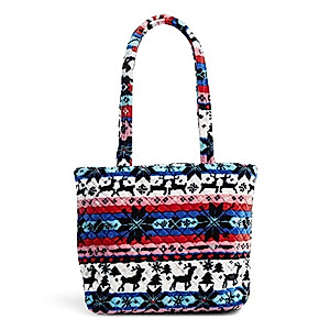 Vera Bradley Women's Teddy Fleece Sherpa Small Vera Tote Bag, Nordic Stripe Multi, One Size