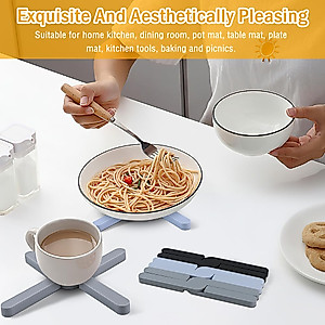 Foldable Silicone Trivet, 3 Pack Trivet Pad for Hot Pots and Pans, Heat-Resistant Pad Silicone Pot Holder for Hot Dishes (Blue)