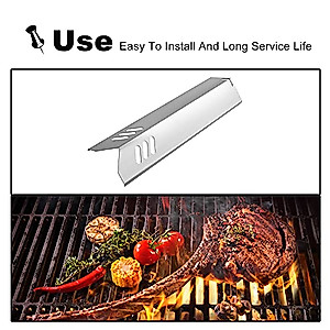 Clivimi 15” Stainless Steel Grill Heat Plates Tent Shield, Grill Burner Cover BBQ Gas Grill Replacement Parts Kit for Dyna-Glo DGF510SBP, Backyard BY13-101-001-13, BY14-101-001-02, Uniflame GBC1059WB