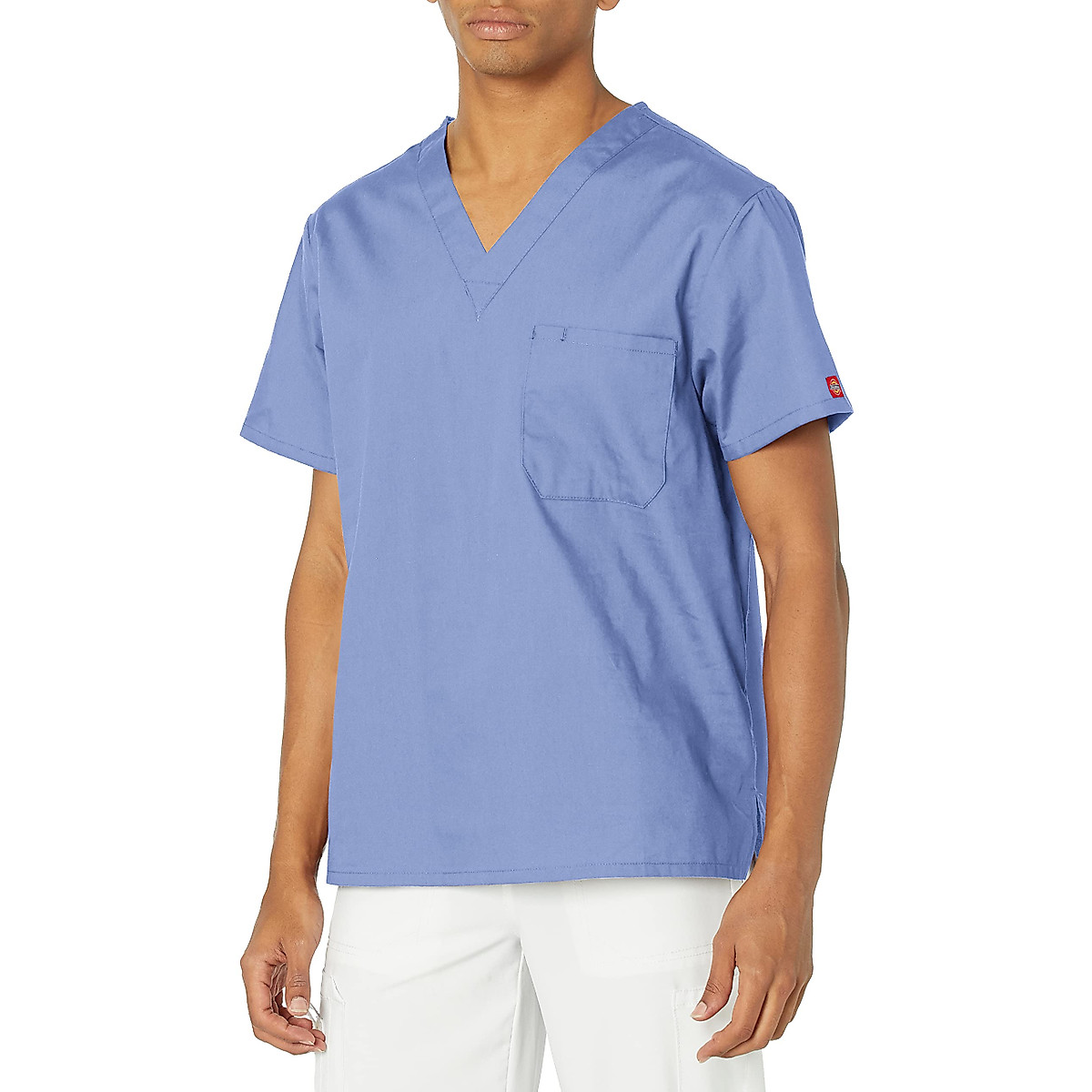 Dickies Men's Big and Tall Signature V-Neck Scrubs Shirt, Ceil Blue, XXXXX-Large