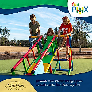 Funphix Kid's Playground Slide Set - Montessori Jungle Gym - STEM Buildable Climbing Toys for Toddlers 2-12 - Indoor & Outdoor Playhouse, 296 Pieces Deluxe Set