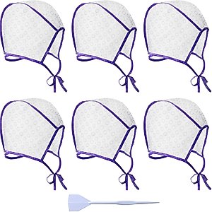 6 Pieces Hair Cap Highlighting Frosting Cap Highlight for Dye Color with Plastic Hooks Hair Coloring Salon Hairdressing Tool Kit Supplies(Purple)