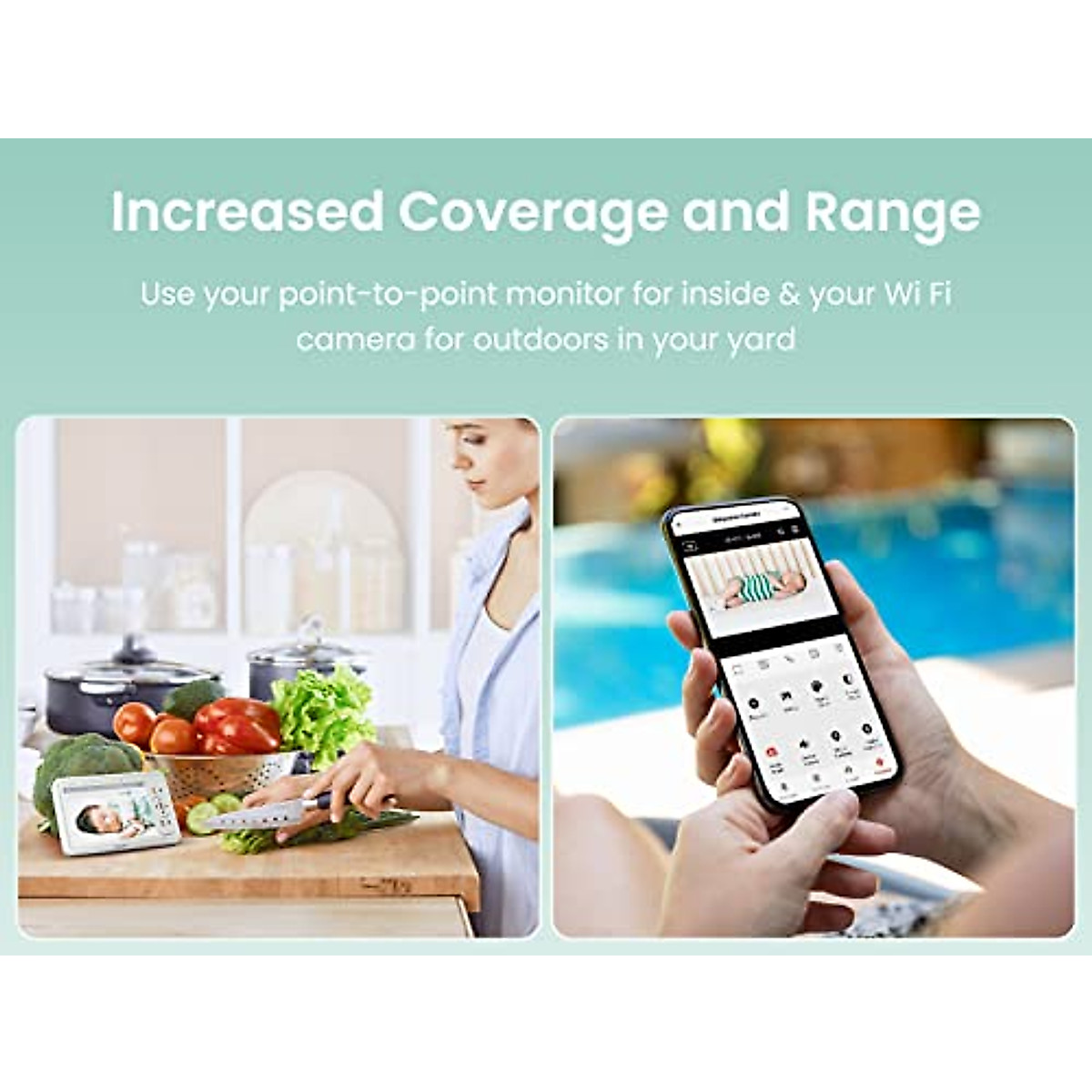 Babysense HD Video Baby Monitor Bundle - Full HD 1080p WiFi Nanny Camera (App & SD Card Included) and Separate Non-WiFi Baby Monitor with Camera and Dedicated 5" HD 720p Display for Home Monitoring