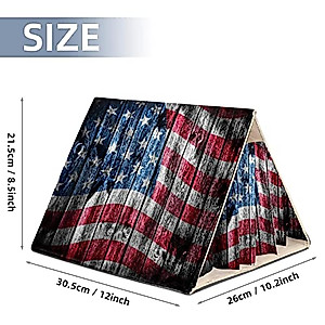 Y-DSIWX Guinea Pig Hideout House Bed, Retro Wooden USA Flag Rabbit Cave, Squirrel Chinchilla Hamster Hedgehog Nest Cage