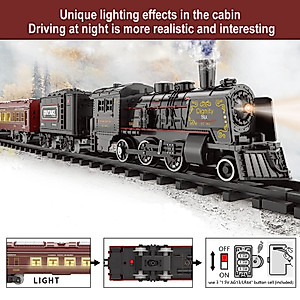 Electric Train Sets for Boys Girls Metal Alloy Christmas Trains Toys Steam Locomotive, Passenger Carriages, Tracks, Light & Sounds Rechargeable Birthday Gifts for Kids 3 4 5 6 7 8 + Years Old Red …