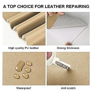 YAFLC Self Adhesive Leather Repair Tape Kit, 4"x 63" Leather Repair Patch for Furniture, Leather Repair Patch for Car seat, Sofas, Couch, Boat Seat （Beige Yellow）