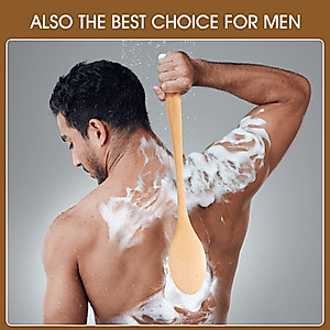 Bath Brush 19.7inch Long Handle Bristle Body Scrubber, Exfoliating Shower Brush Improve Skin's Health Beauty, Back Brush for Men& Women &Elderly