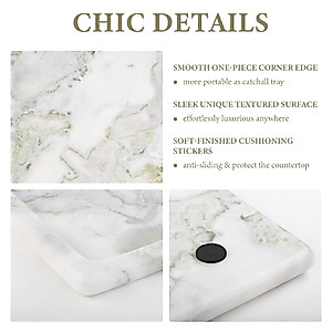 Koville African Natural Marble Perfume Tray Vanity Tray for Dresser Tops, 14"x8.5" Serving Trays for Party Buffet, Stone Tray for Bathroom Counter Decorative Trays for Decor (Bianco Palomino)