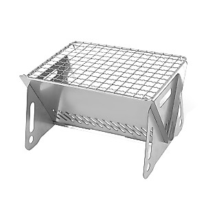 NUZAMAS Stainless Steel Grill Portable Mini Camping Grill Round Charcoal Grill Outdoor Camping Tool for Picnic Hiking Cooking BBQ