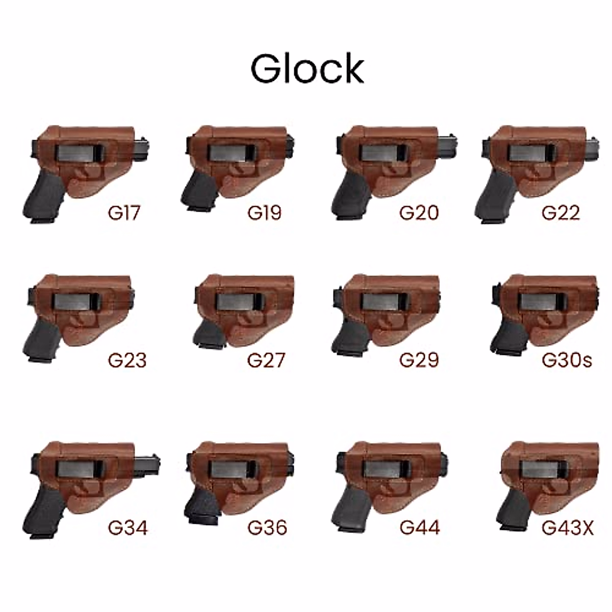 Glock 43X Holster Glock Best Concealed Carry Holster Gun Holster IWB/OWB Holster Glock 19 Holster, Leather Cross Draw Holsters, Appendix Carry, Glock 43 Holster, Taurus G3C Glock 48 Holster