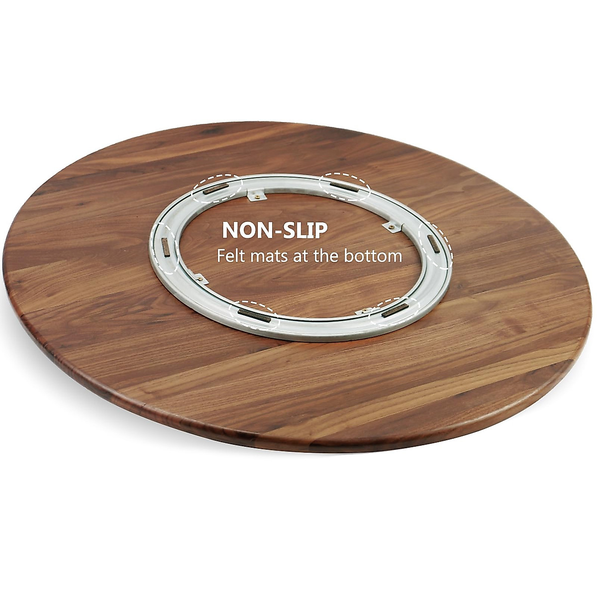 MAGIGO 24 Inches Black Walnut Wood Lazy Susan Organizer, Solid Wooden Round Turntable, Rotating Tray for Table Top/Counter Top