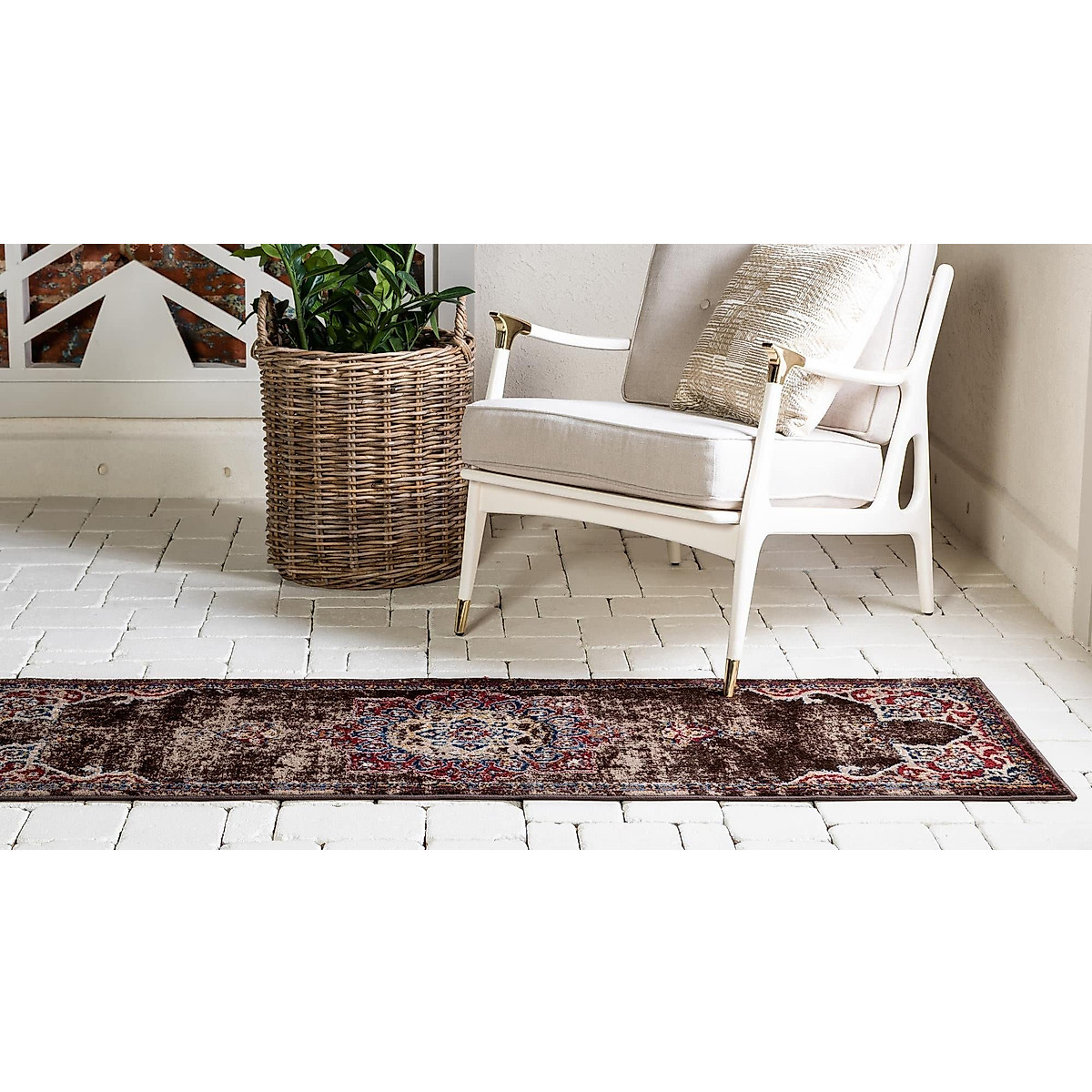 Rugs.com Eden Collection Rug – 6 Ft Runner Chocolate Brown Medium Rug Perfect for Hallways, Entryways