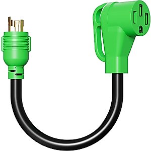 oviitech NEMA L5-30P to NEMA 14-50R RV Generator Adapter Power Cord, 250V, SJTW 10AWG*3C,30Amp Male to 50Amp Female Generator Conversion Adapter, Outdoor RV Camping, 1.5Ft, Green