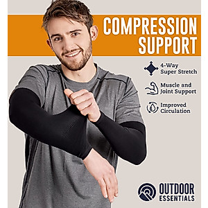 OutdoorEssentials UV Sun Protection Arm Sleeves - Compression Arm Sleeve, UV Arm Sleeves for Men,Women - Sports Cooling Sleeves, Baseball, Golf