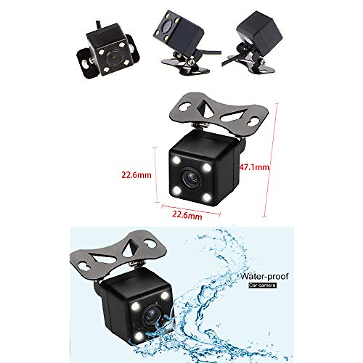 RoverOne Universal Car Backup Camera HD Color Waterproof Reverse Viewing Drive Camera with Light Wide View Angle