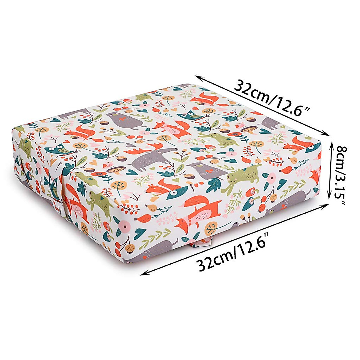 Sumnacon Chair Increasing Cushion - Baby Toddler Kids Infant Portable Dismountable Highchair Booster Cushion Washable Thick Chair Seat Cloth Straps,Animal Forest White