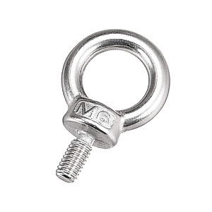uxcell Lifting Eye Bolt M6 x 12mm Male Thread 304 Stainless Steel for Hanging, Pack of 4