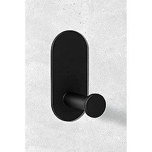 Ambrosya - Towel Holder Without Drilling - Adhesive Bathroom Coat Decoration Robe Hook Self-Adhesive Wall (1 Hook, Stainless Steel (Black))