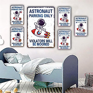 Astronaut Parking Only Sign Outer Space Themed Bedroom Decor Space Nursery Decor For Boys 8 x 12 Inch (936)